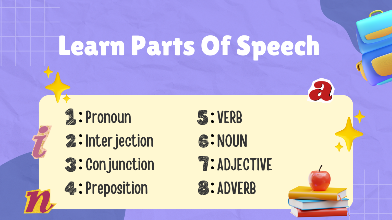 What Are The Parts Of Speech? Verbs, Nouns, Adjective etc. - The ...